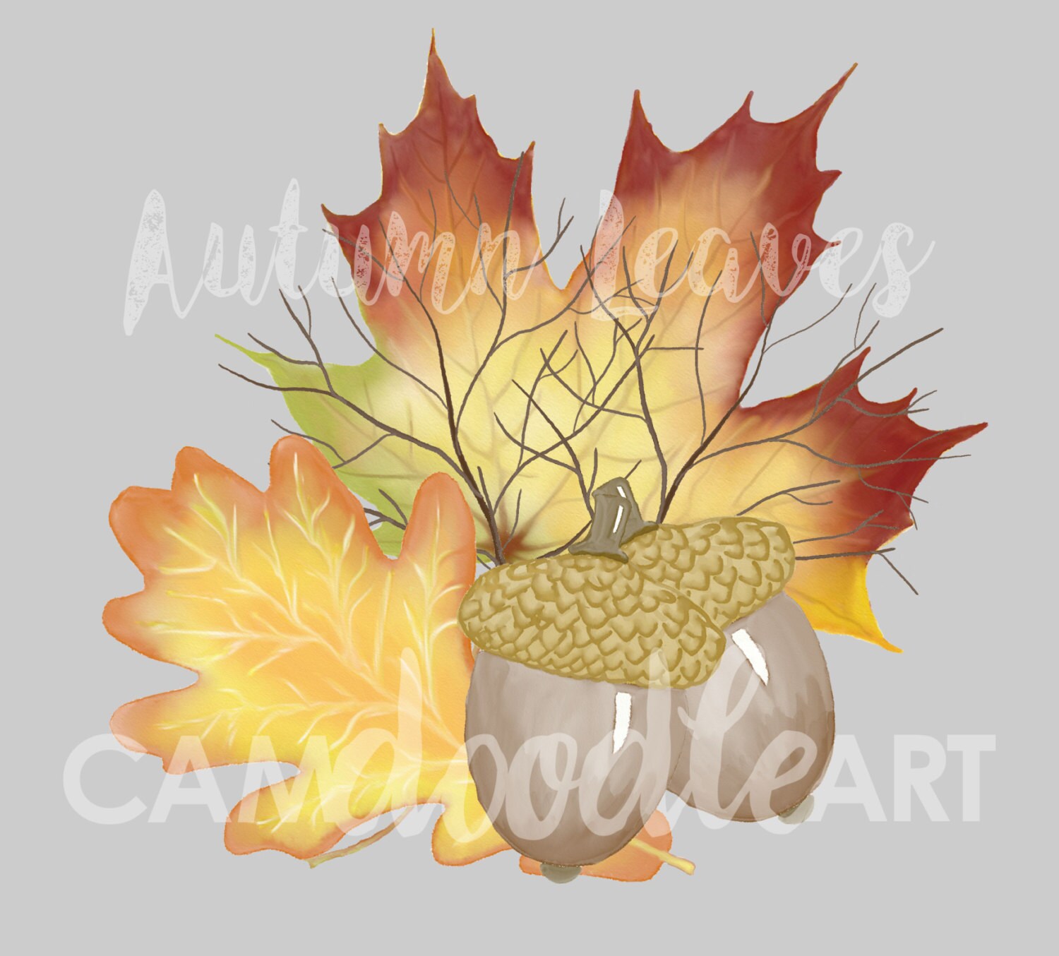 Watercolor Autumn Leaves Clipart Collection,fall Wreath,leaf,branch ...