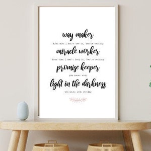 Way Maker Print 2, Christian Wall Print, Modern Wall Decor, Simple Wall ...