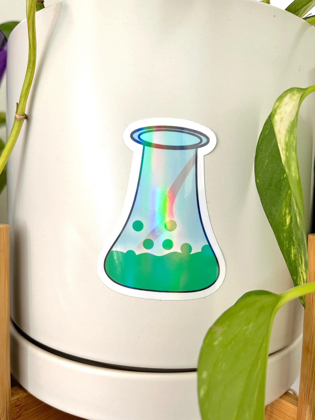 Holographic Beaker Vinyl Sticker – Science Lab Decal for Laptops, Water ...