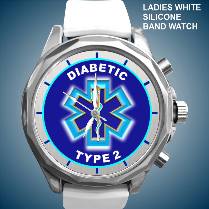 Women Diabetic Type 2 Watches Medical Alert ID Choices of Red or Blue ...