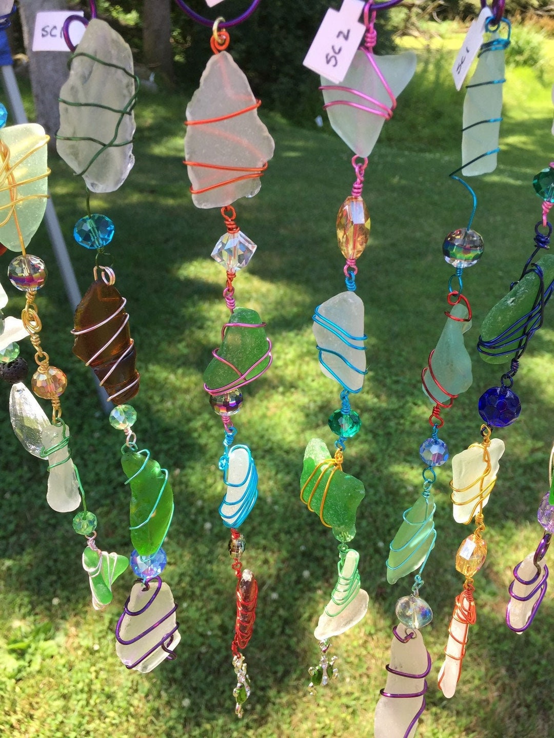 Sea Glass Suncatcher: Genuine Beach Glass Mobile, Coastal Home Decor - Etsy