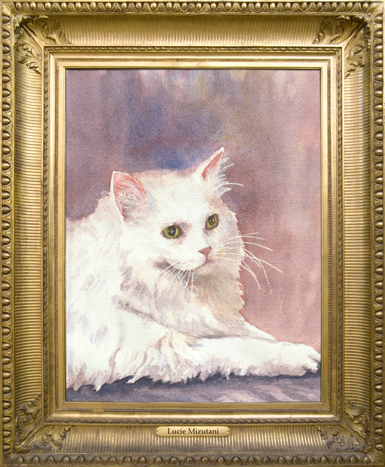 White Cat Long Hair, Original Watercolor Cat Painting, Cat Painting ...