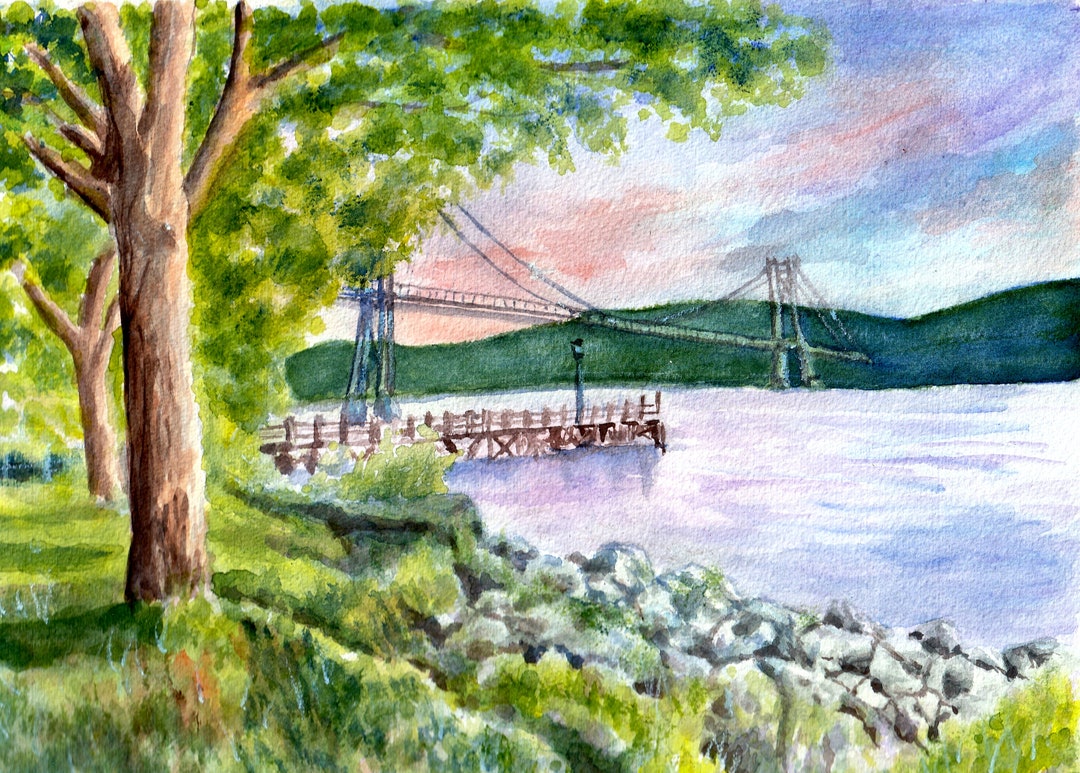 Mid-hudson Bridge, Poughkeepsie Bridge From the Shore, Hudson River Art ...