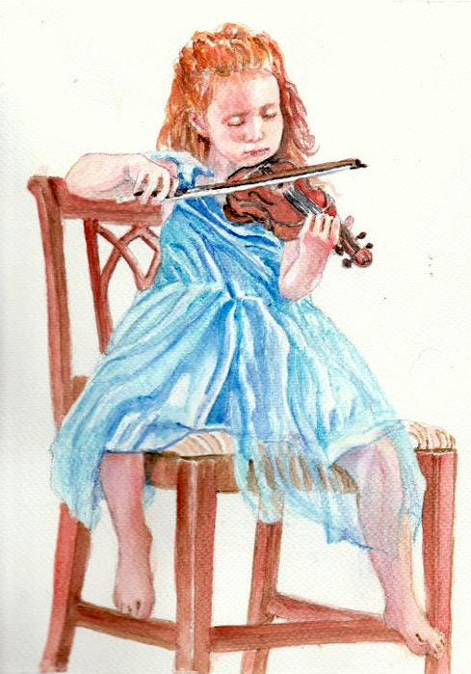 Custom Watercolor Child Portrait, Painting From Photo, Personalized ...
