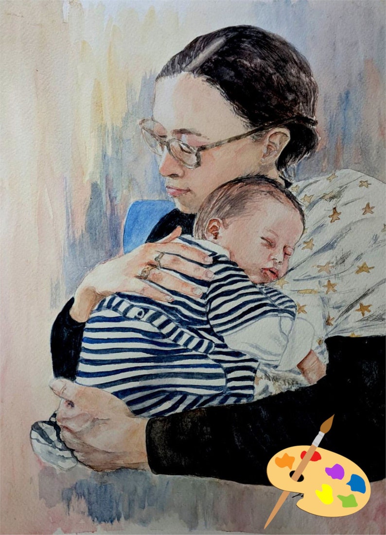 Custom Watercolor Child Portrait Painting From Photo - Etsy