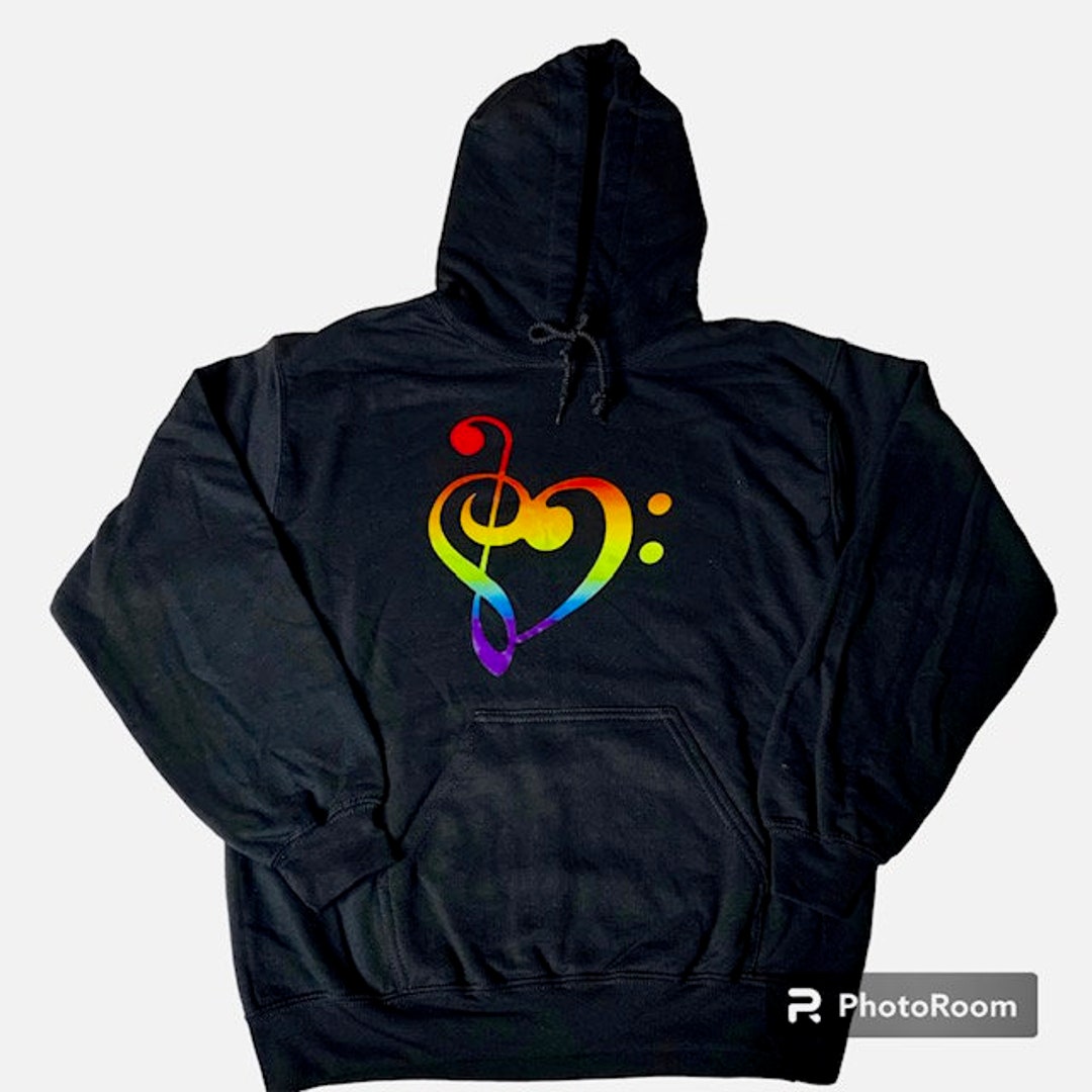 Treble/bass Clef Rainbow Heart Black Hoodie / Marching Band / DCI ...