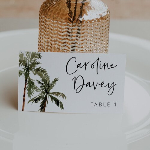 Palm Tree Table Number Card Template Tropical Wedding Table - Etsy