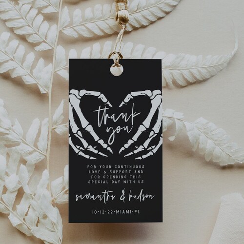 Wedding Favor Tag Printable Skeleton Heart Hands Favor Tag - Etsy