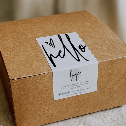 Box Seal Sticker Template Modern Packaging Design Editable | Etsy