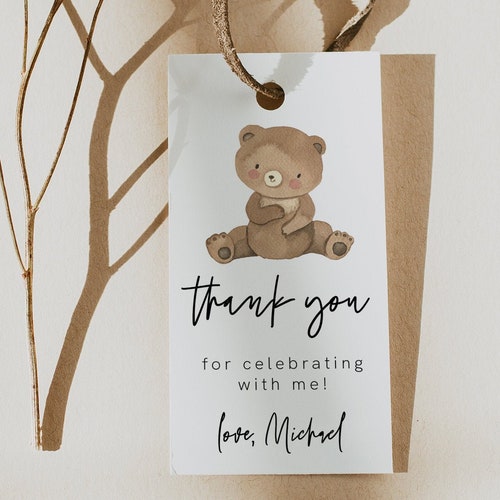 Bear Favor Tag Template Cute Bear Birthday Teddy Bear Favor - Etsy