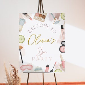 Spa Birthday Party Welcome Sign Template, Girl Spa Glam Makeup, Slumber ...