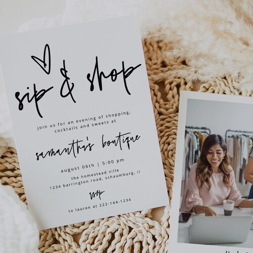 Editable Holiday Sip and Shop Invitation Template Printable - Etsy