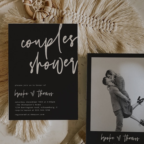 Modern Couple Shower Invitation Template Minimalist Couple - Etsy