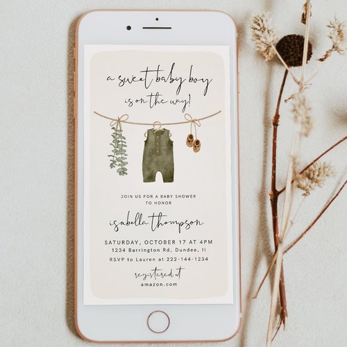 Boy Baby Shower Text Message Invitation Template Electronic - Etsy