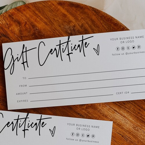 Professional Gift Certificate Editable Template INSTANT | Etsy