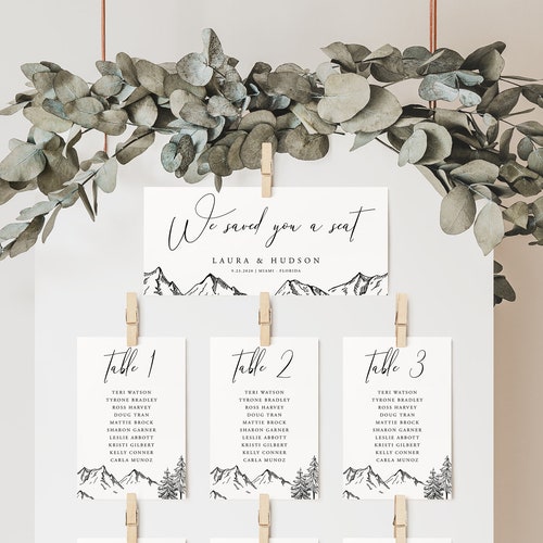 Mountain Seating Chart Poster Woodland Printable Wedding - Etsy