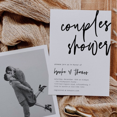 Modern Couple Shower Invitation Template Minimalist Couple - Etsy
