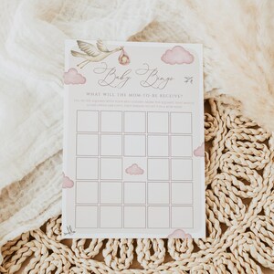 Baby Bingo Game, Baby Shower Game Printable, Stork Baby Shower, Stork ...