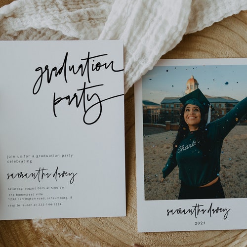Modern Graduation Invitation Template Simple Graduation - Etsy