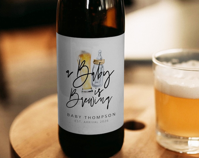 Printed Baby Announcement Beer Labels Poppin' Bottles Brewery Baby ...