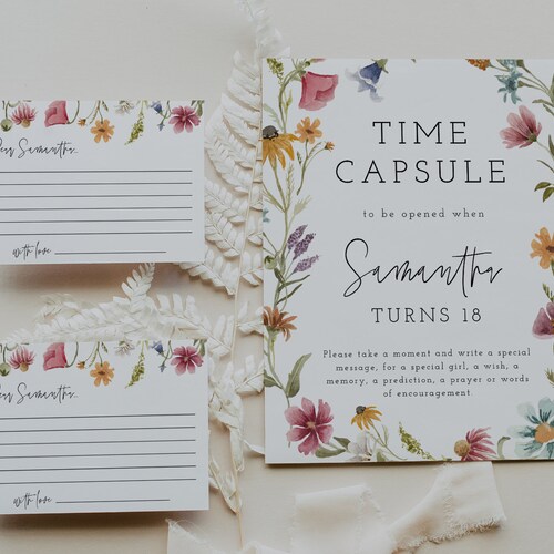 Time Capsule Sign and With Matching Printable Message Cards - Etsy