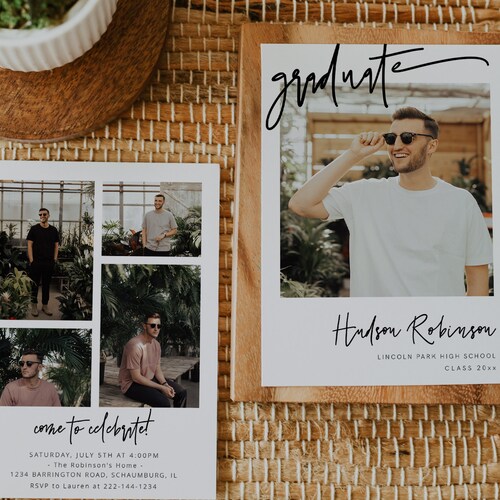 Modern Graduation Invitation Template Simple Graduation - Etsy