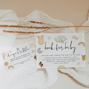 Girl Books for Baby and Diaper Card, Editable Printable Baby Shower ...