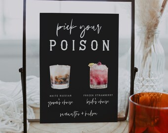 Pick Your Poison Sign Halloween Bar Menu Template Spooky - Etsy