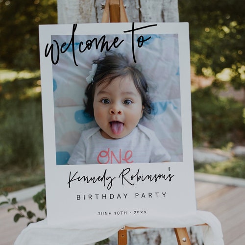 Photo Modern Birthday Welcome Sign Template Photo Birthday - Etsy