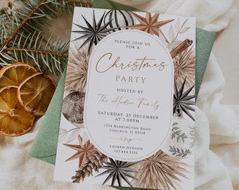 Editable Christmas Dinner Party Invitation Template, Holiday Party ...