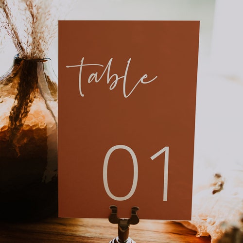 Boho Table Number Card Template Terracotta Wedding Wedding - Etsy