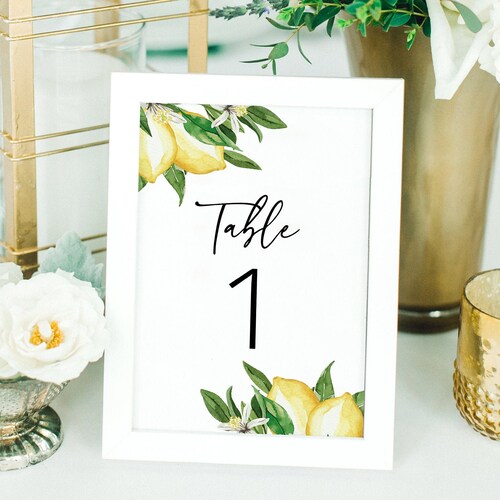 Lemon Table Number Card Template Citrus Table Number Lemon | Etsy