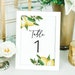 Lemon Table Number Card Template, Citrus Table Number, Lemon, Wedding ...