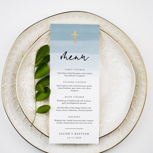 Watercolor Menu Baptism Template, Editable Baptism Menu, Printable Menu ...