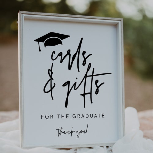 Graduation Party Cards & Gifts Sign Template Modern - Etsy