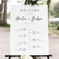 Minimalist Wedding Welcome Sign: Timeline Itinerary - Etsy
