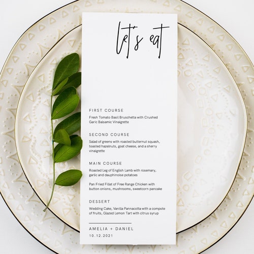 Modern Wedding Menu Template Minimalist Wedding Menu Minimal | Etsy