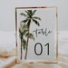 Palm Tree Table Number Card Template Tropical Wedding Table - Etsy