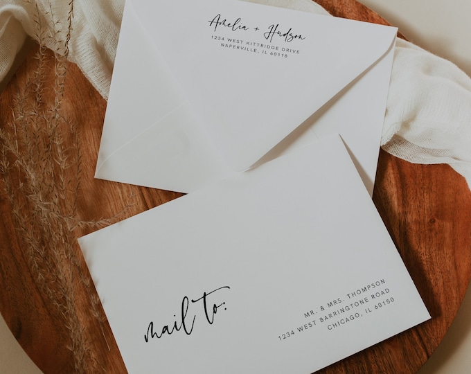 Simple Envelope Template, Modern Printable Wedding Envelope Templett ...