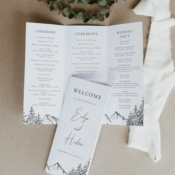 Rustic Wedding Program Template - Etsy