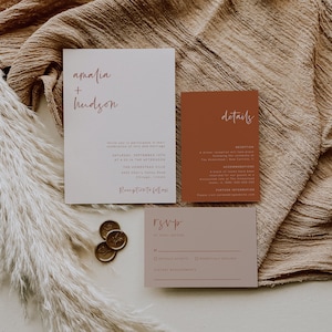 Rust Wedding Invitation Template, Terracota Wedding Invitation Suite ...