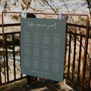 Boho Seating Chart Template, Printable Wedding Seating Sign, Sage Green ...