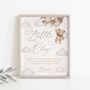Bottle Chug Baby Shower Game, Bear Balloons Baby Shower, Baby Sign ...