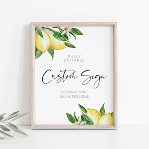 Lemon Custom Sign Template, Summer Lemon Bridal Shower, Table Sign ...