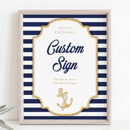 Nautical Baby Shower Signs Printable Nautical Navy Anchor - Etsy