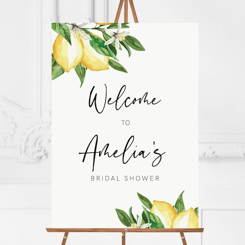 Editable Citrus Lemon Bridal Shower Welcome Sign Rustic She | Etsy