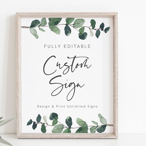 Greenery Custom Sign Template Greenery Baby Shower Table - Etsy