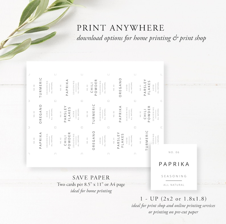 Spice Jar Labels Template Modern Minimalist Spice Jar Label - Etsy