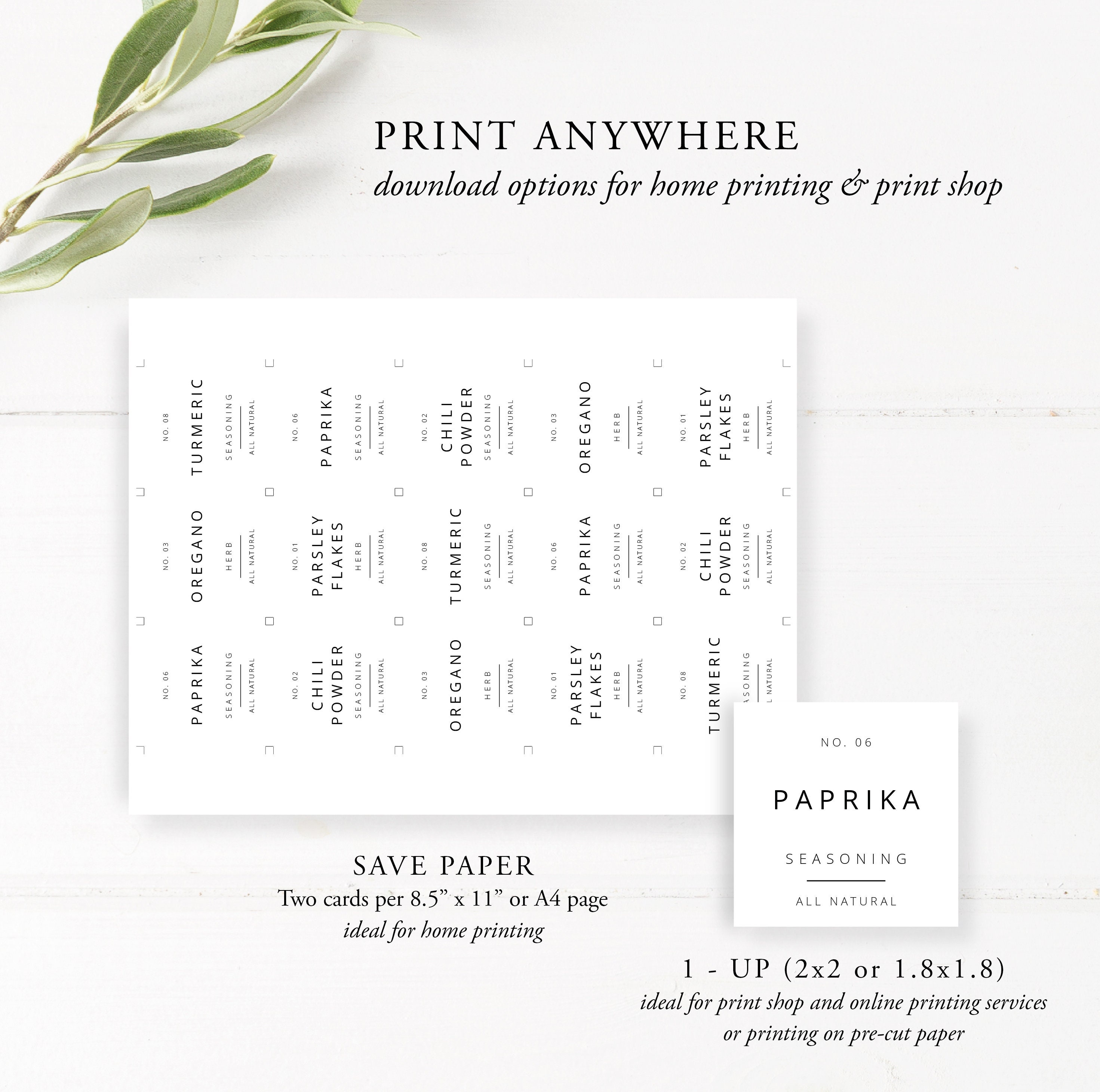 Spice Jar Labels Template Modern Minimalist Spice Jar Label | Etsy