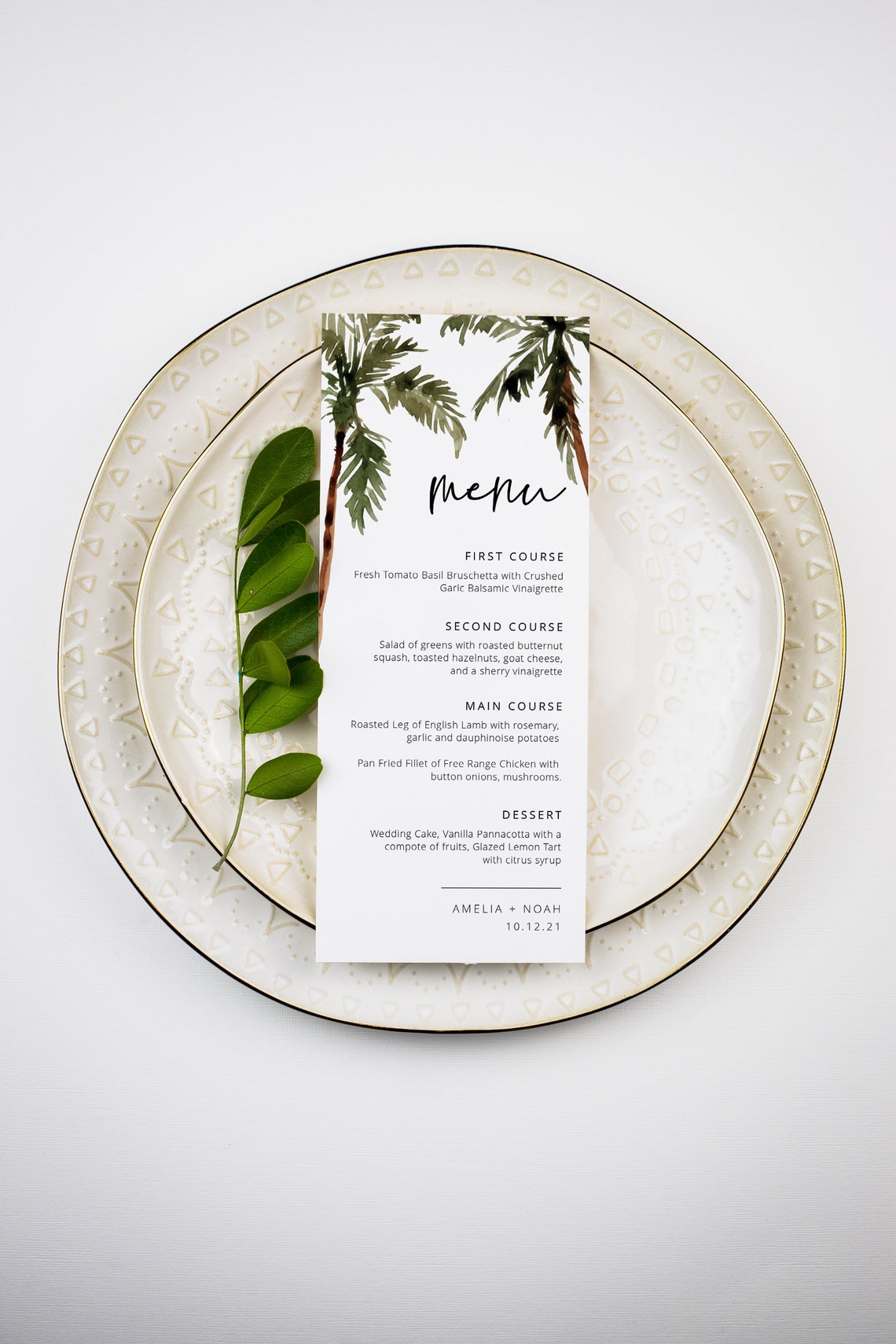 Palm Tree Menu Template Tropical Wedding Menu Beach Wedding | Etsy